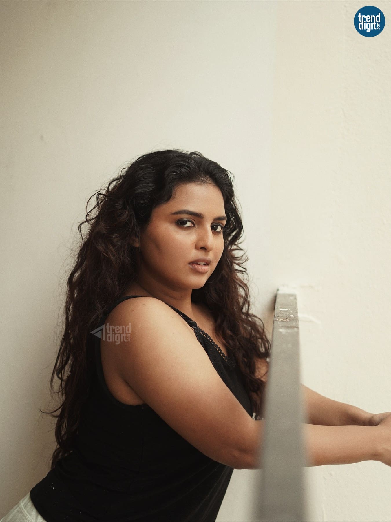 Thamizhvani Black Camisole Outfit – Soft Indoor Editorial Mood — Trenddigit
